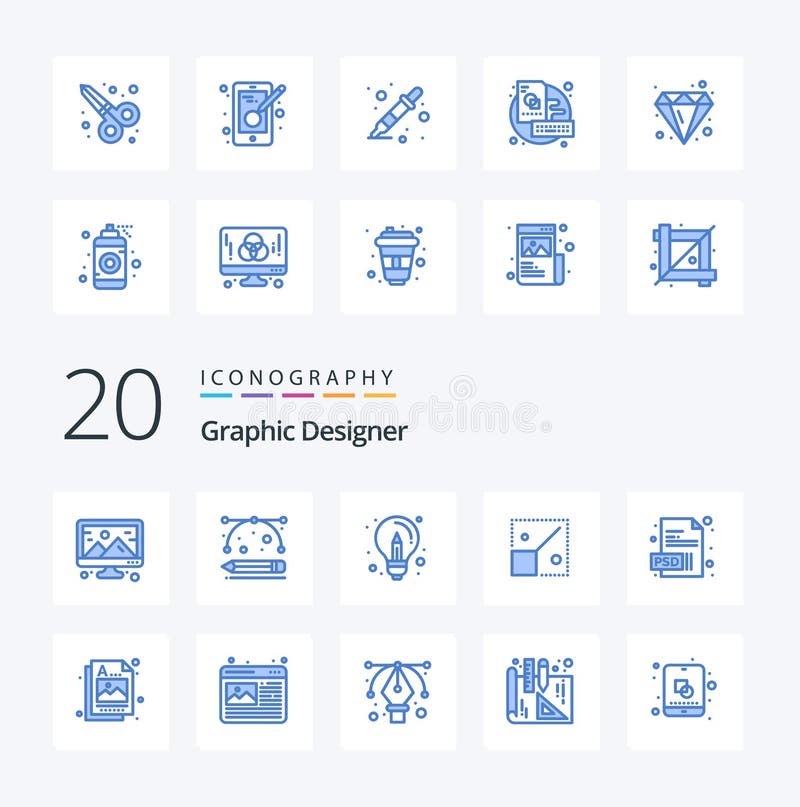 20 Graphic Designer Blue Color Icon Pack Like Document Design Bulb ...