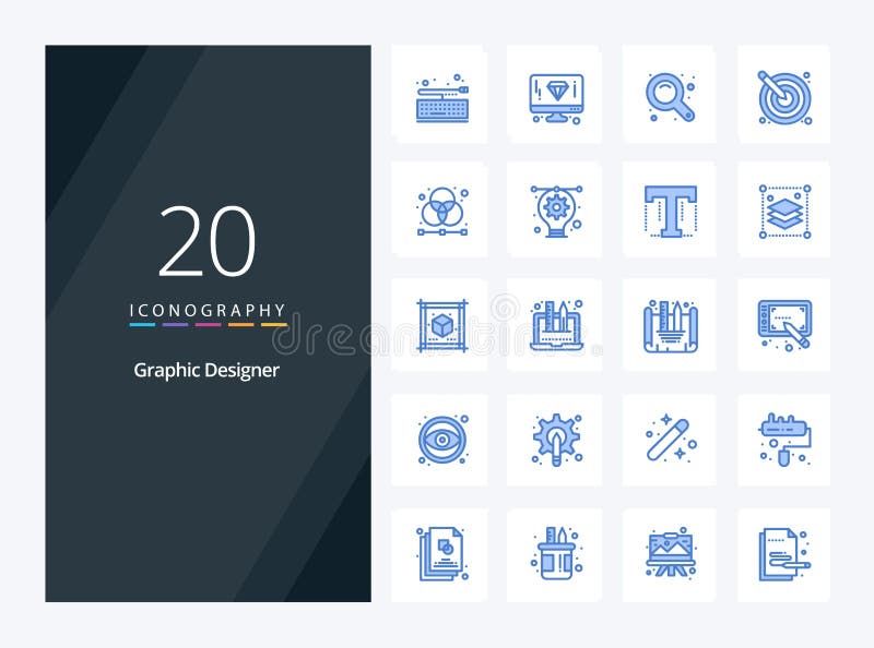 20 Graphic Designer Blue Color Icon for Presentation Stock Vector ...