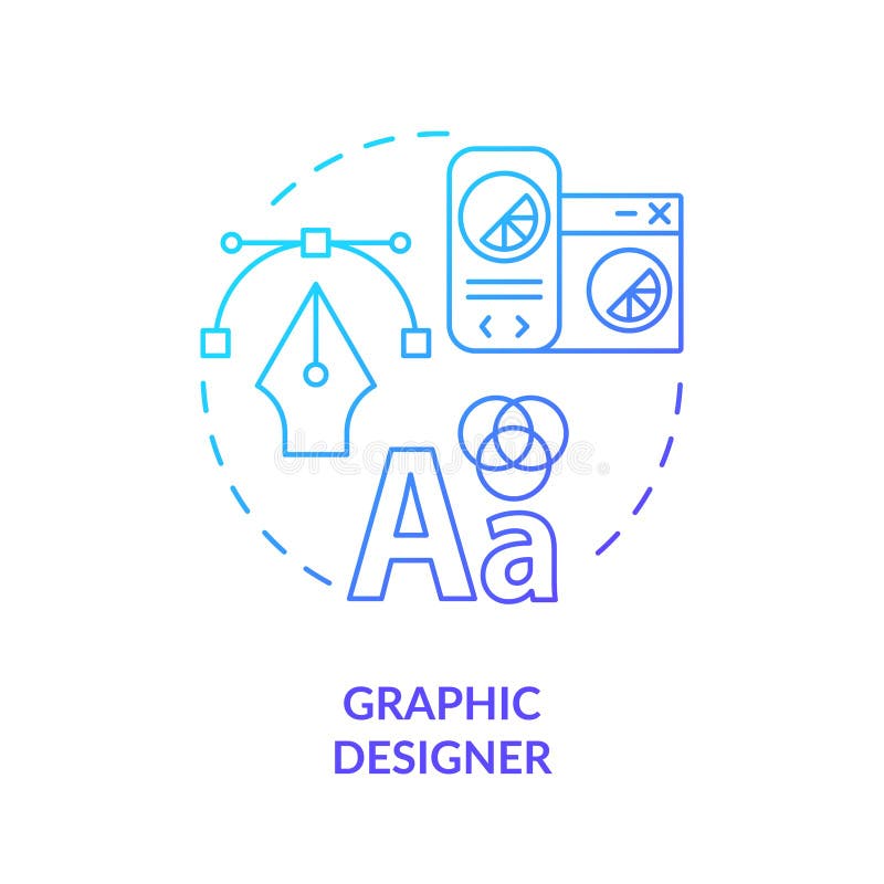 Graphic Designer Blue Gradient Concept Icon Stock Vector - Illustration ...