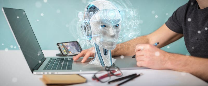 Graphic Designer Using Digital Artificial Intelligence Interface Stock ...