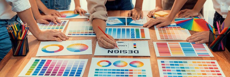 Graphic Designer Brainstorming Logo and Graphic Arts at Workshop ...