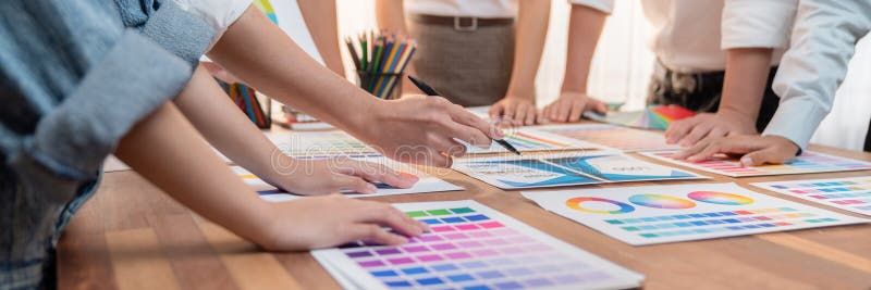 Graphic Designer Brainstorming Logo and Graphic Arts at Workshop ...