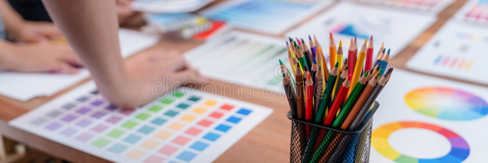 Graphic Designer Works on Computer Laptop with Digital Pen. Scrutinize ...