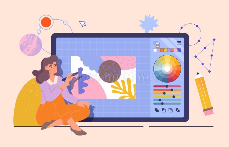 Graphic designer concept stock vector. Illustration of cartoon - 263142061