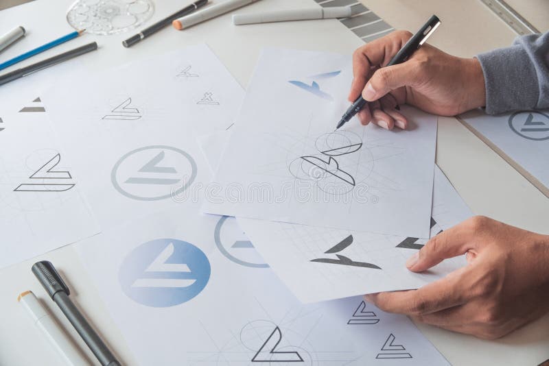 Graphic Designer Development Process Drawing Sketch Design Creative ...