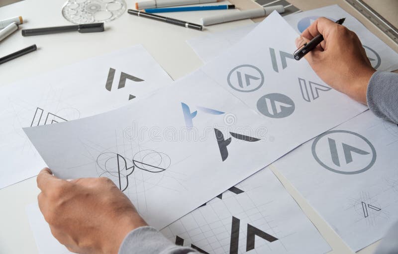 Graphic Designer Development Process Drawing Sketch Design Creative ...