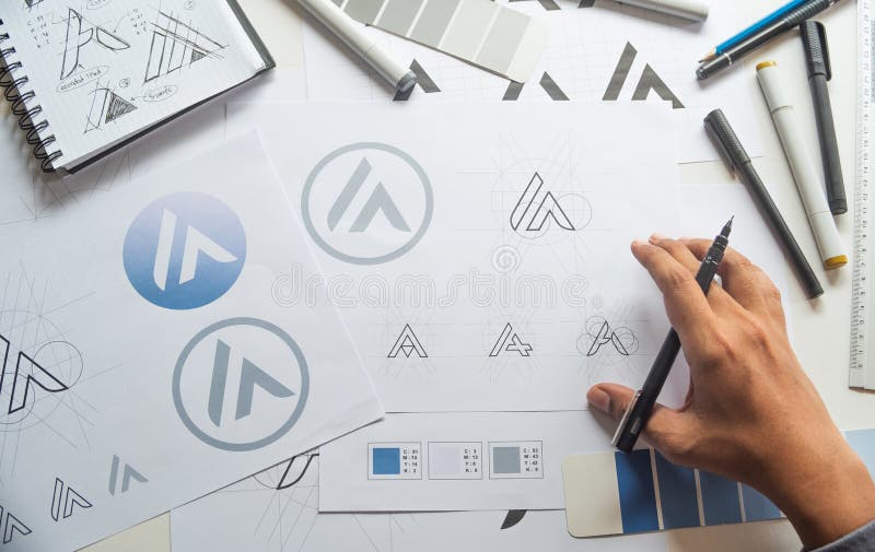 Graphic Designer Development Process Drawing Sketch Design Creative ...