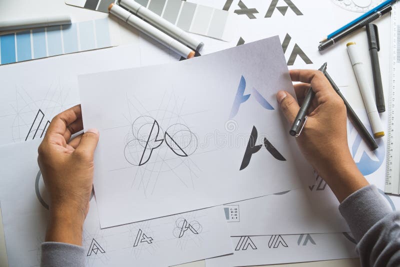 Graphic Designer Development Process Drawing Sketch Design Creative ...