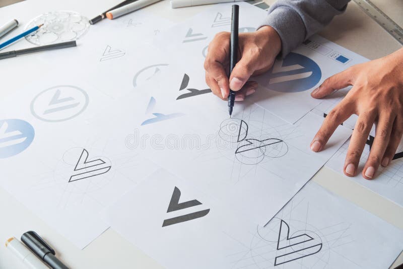 Graphic Designer Development Process Drawing Sketch Design Creative ...