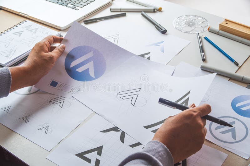 Graphic Designer Development Process Drawing Sketch Design Creative ...