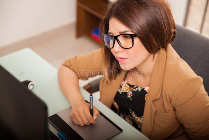 Graphic Designer Doing Some Work Stock Image - Image of attractive ...