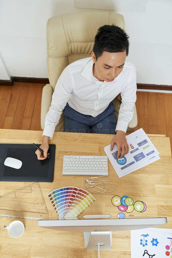 Graphic Designer Drawing Creating New Interface Stock Image - Image of ...