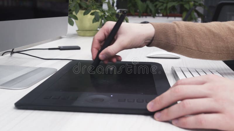 Graphic Designer Drawing on Tablet Workflow Stock Video - Video of ...