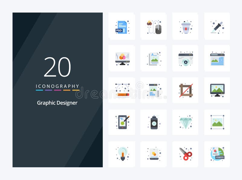 20 Graphic Designer Flat Color Icon for Presentation Stock Vector ...