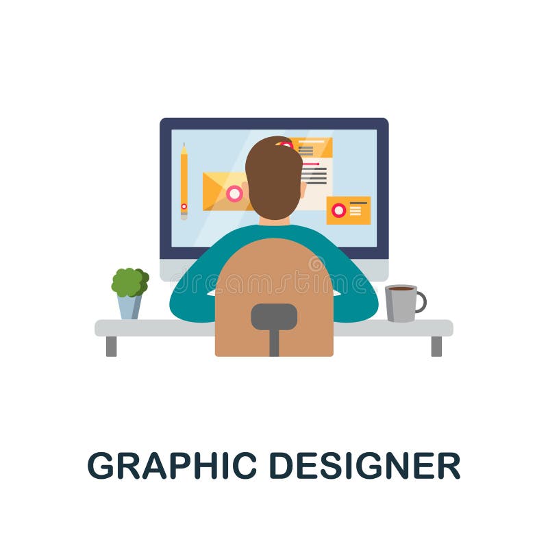 Graphic Designer Flat Icon. Colored Element Sign from Creative ...