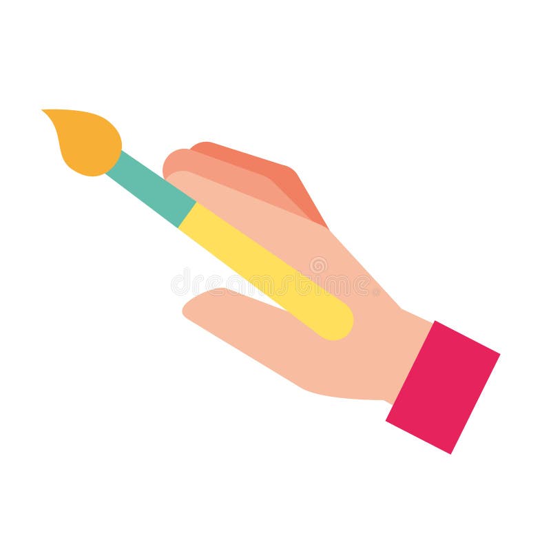 Graphic Designer Hand with Paint Brush Tool Stock Vector - Illustration ...
