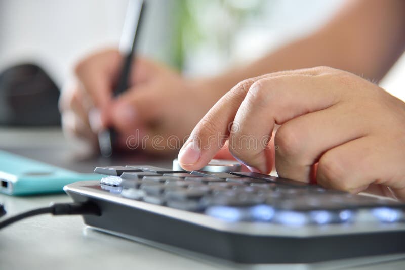 Graphic Designer Hand Using Digital Control Wheel Keyboard Stock Image ...
