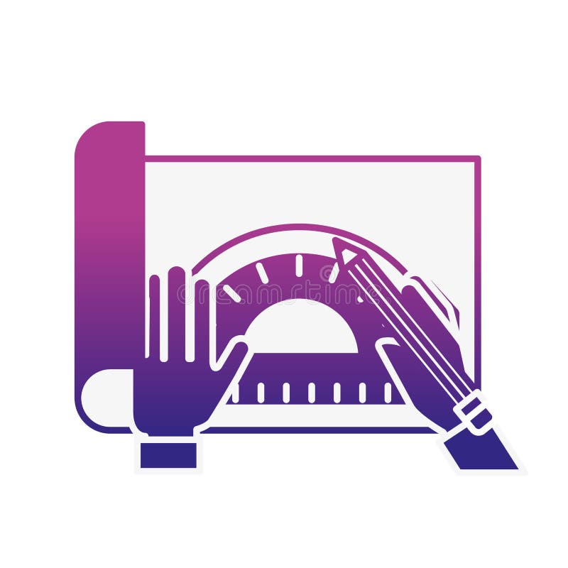 Graphic Designer Hands Working with Protractor and Pencil Stock Vector ...