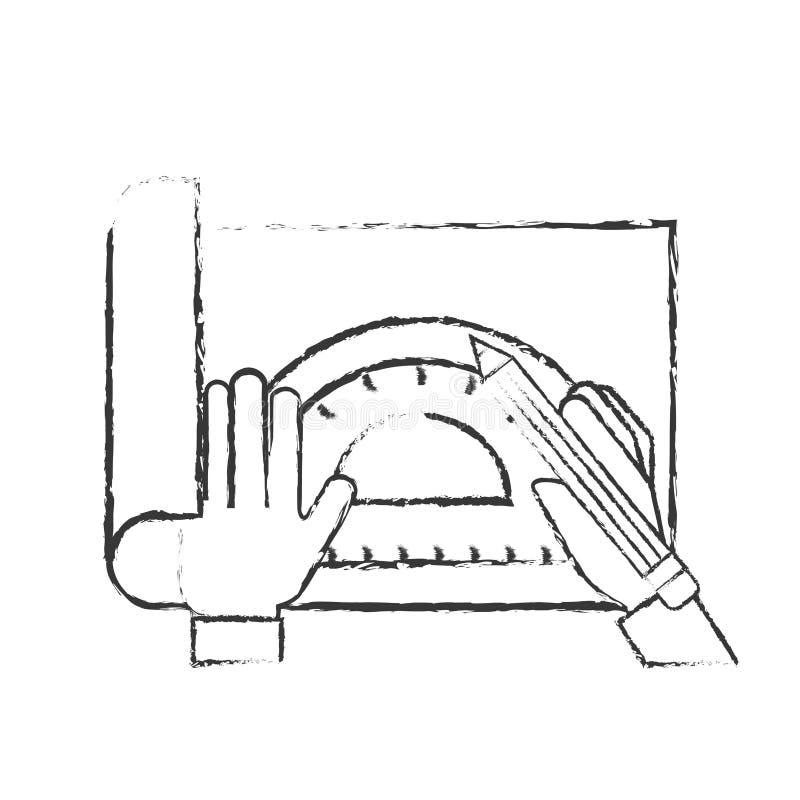 Graphic Designer Hands Working with Protractor and Pencil Stock ...