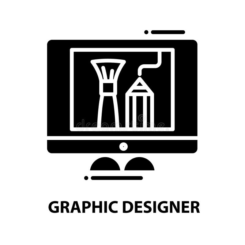Graphic Designer Icon, Black Vector Sign with Editable Strokes, Concept ...