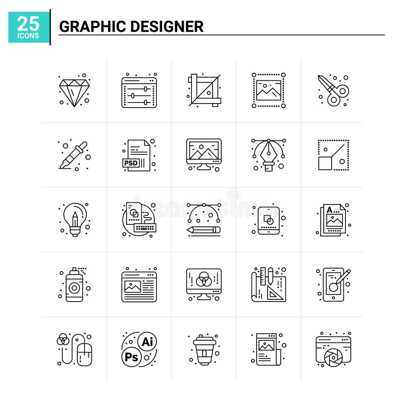 25 Graphic Designer Icon Set. Vector Background Stock Vector ...
