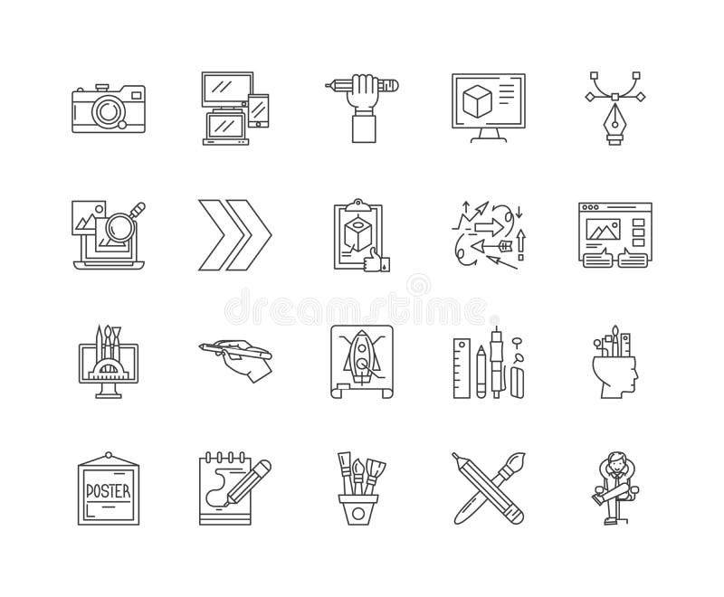 Graphic Designer Line Icons, Signs, Vector Set, Outline Illustration ... Graphic Designer Line Icons, Signs, Vector Set, Outline Illustration ...