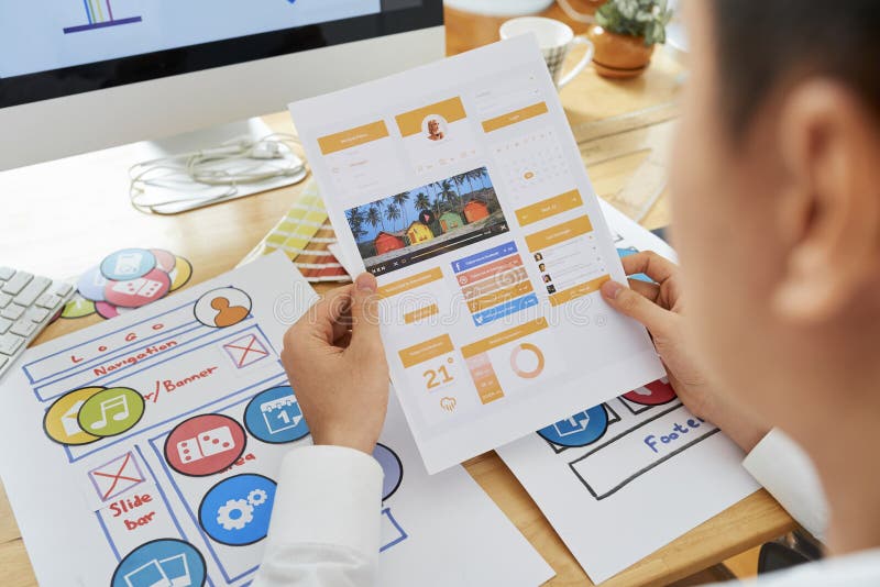 Graphic Designer with Website Reference Stock Image - Image of network ...