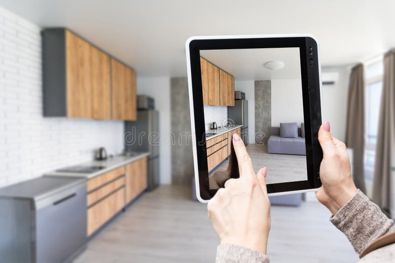 Graphic Designer Making Project of Modern Living Room Interior on ...