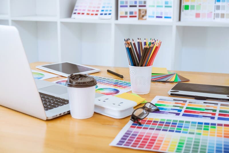 Graphic Designer Object Tool and Color Swatch Samples at Workspace ...