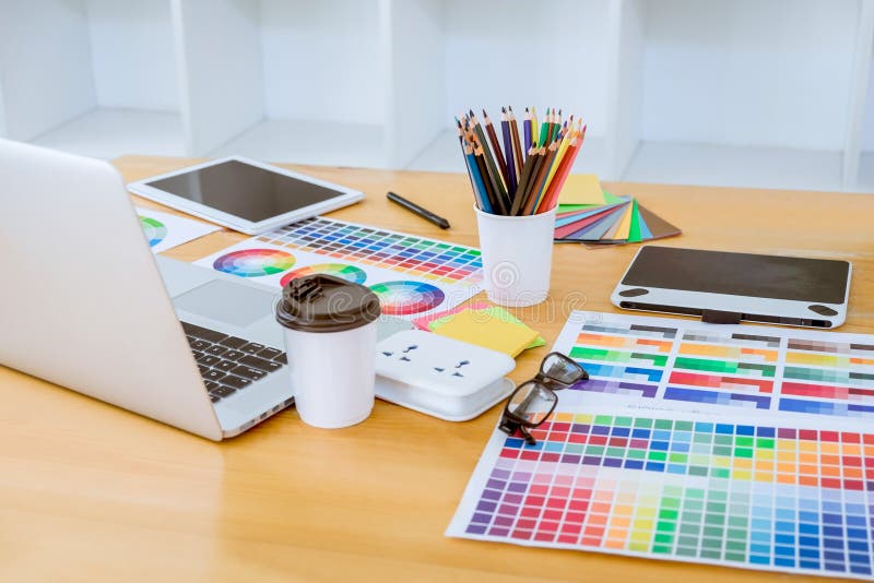 Graphic Designer Object Tool and Color Swatch Samples at Workspace ...