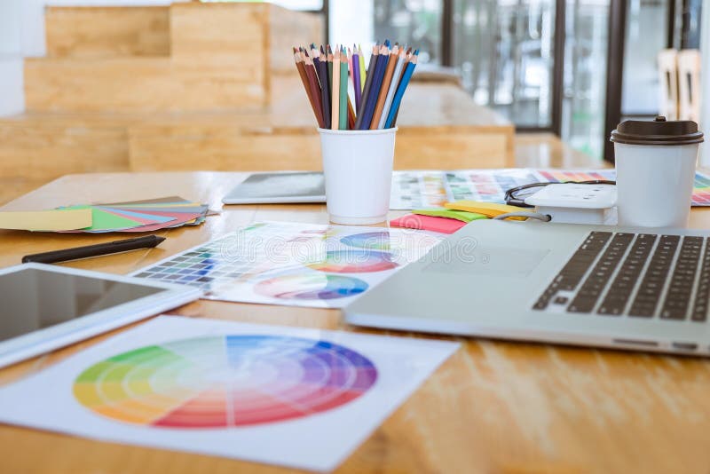 Graphic Designer Object Tool and Color Swatch Samples at Workspace ...