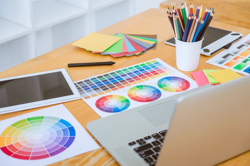 Graphic Designer Object Tool and Color Swatch Samples at Workspace ...