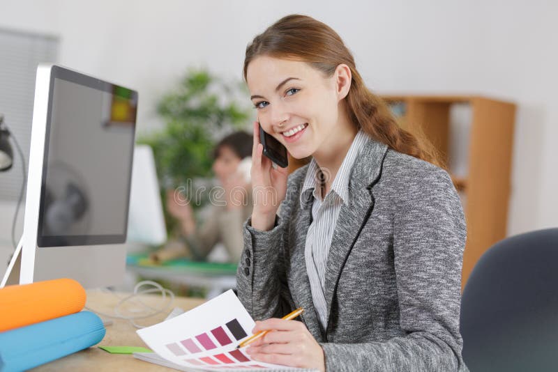 Graphic Designer in Office Sitting at Desk in Office Stock Image ...