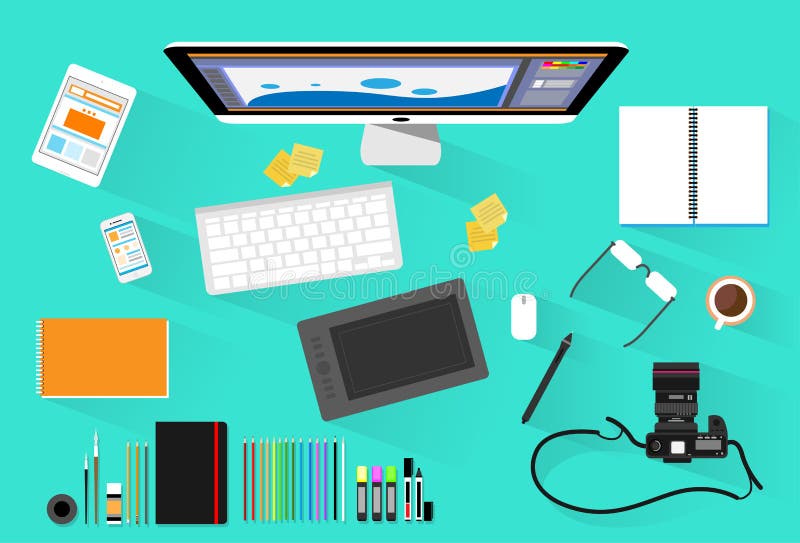 Workplace for Graphic Design Stock Vector - Illustration of graphic ...