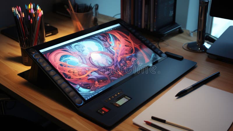 Graphic Designer& X27;s Desk. Computer and Graphics Tablet Stock ...
