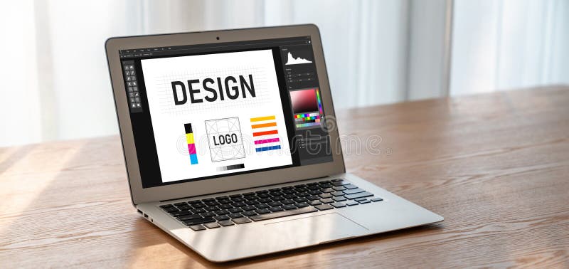 Graphic Designer Works on Computer Laptop with Digital Pen. Scrutinize ...