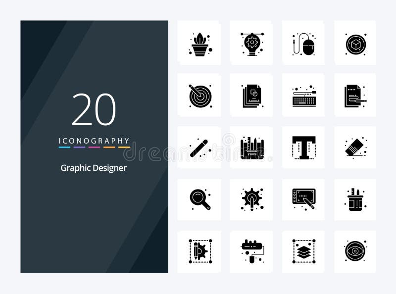 20 Graphic Designer Solid Glyph Icon for Presentation. Vector Icons ...
