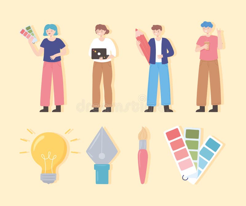 Graphic designer team stock vector. Illustration of cartoon - 214455251