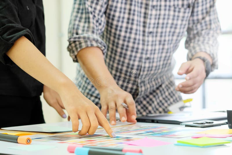 Graphic Designer Team Working on Creative Office with Create Graphic on ...