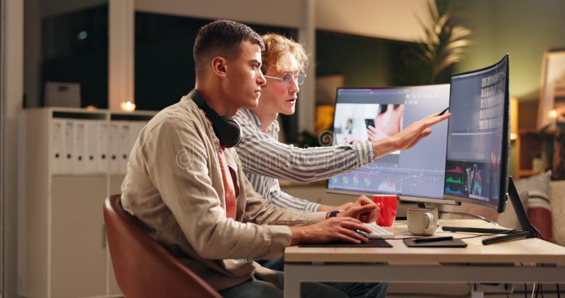 Graphic Designer, Teamwork and People on Computer Screen with Ideas for ...