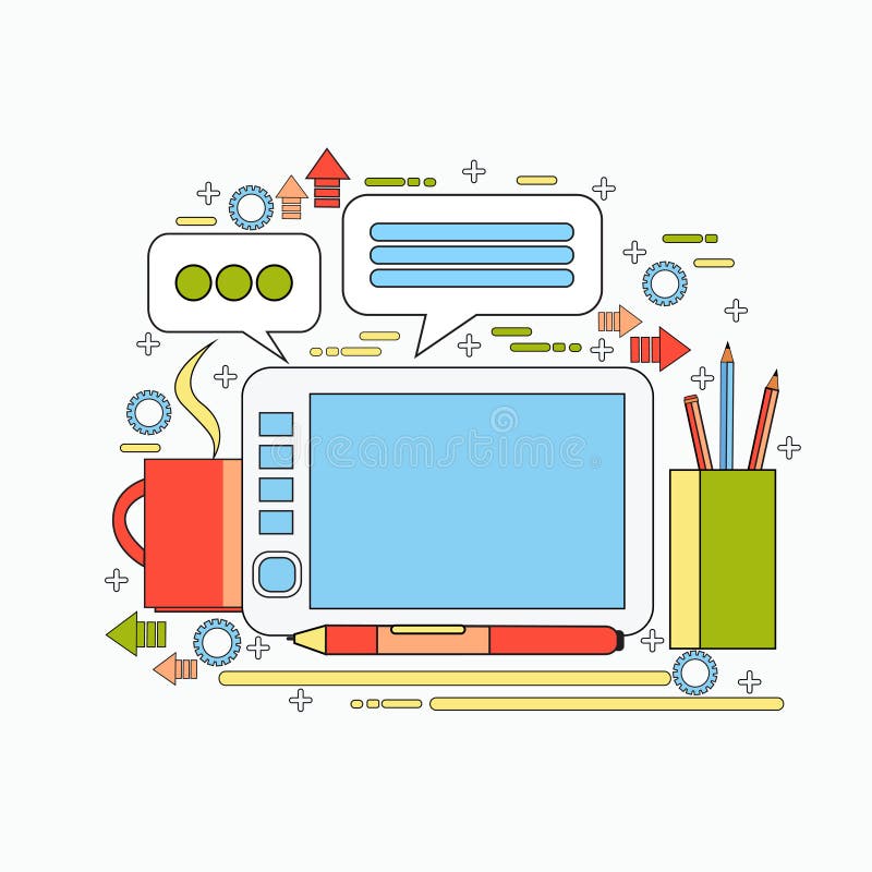Graphic Designer Tool on Workplace Digital Tablet with Drawing Pen ...