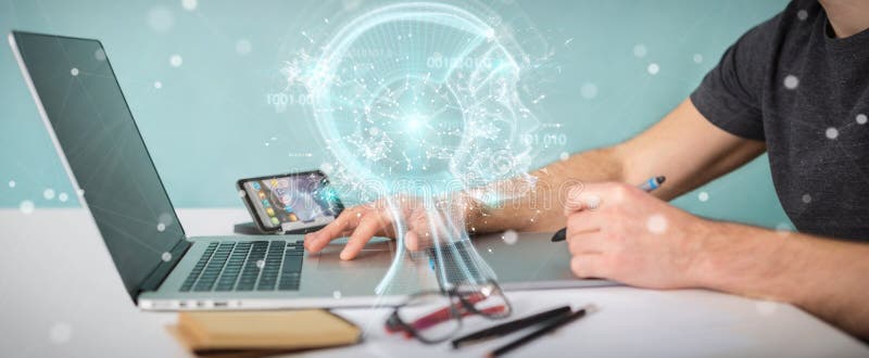 Graphic Designer Using Digital Artificial Intelligence Interface Stock ...