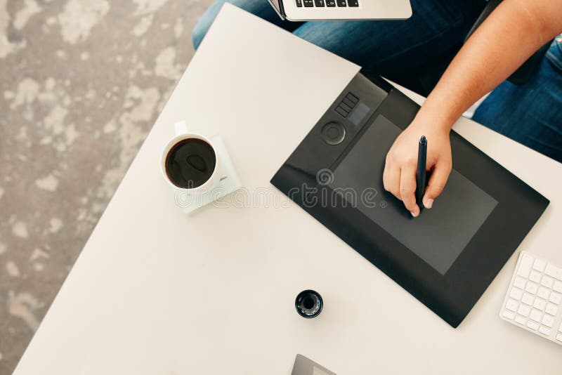 Man Using Graphics Tablet stock photo. Image of generated - 23044626