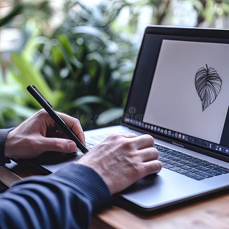 Graphic Designer Using Digital Pen Tablet Stock Illustration ...