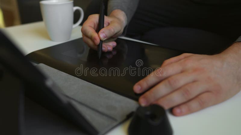 Graphic Designer Using Electronic Drawing Tablet. Stock Footage - Video ...