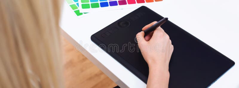Graphic Designer Using Her Pen Tablet Stock Image - Image of caucasian ...