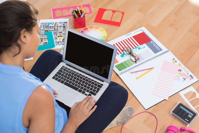Graphic Designer Using Laptop in the Office Stock Photo - Image of ...