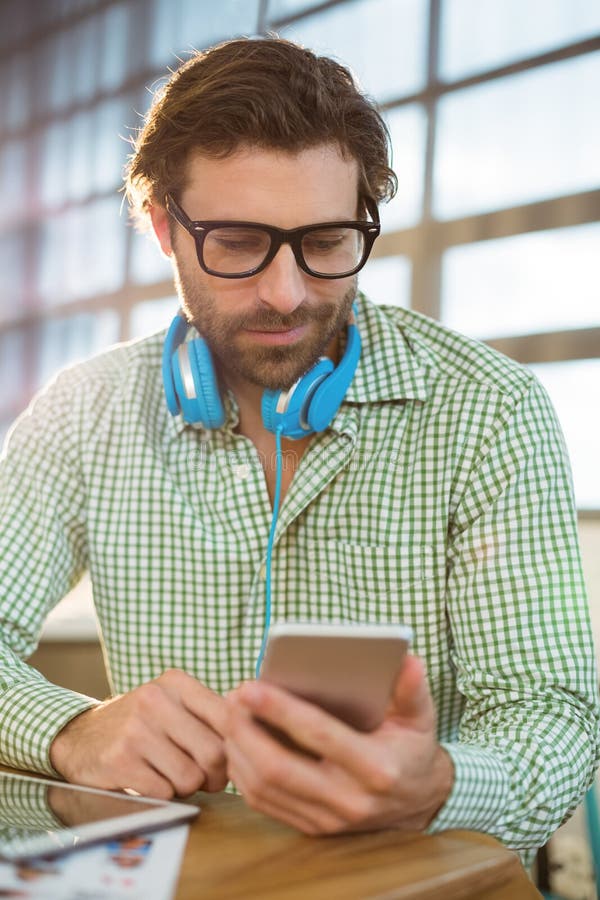 Graphic Designer Using Mobile Phone Stock Image - Image of company ...