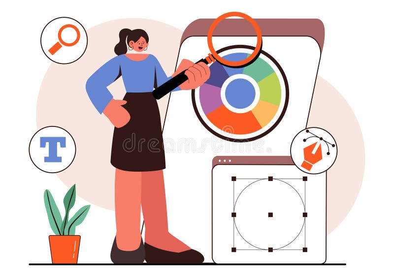 Graphic Designer Vector Illustration Featuring Creativity and Business ...