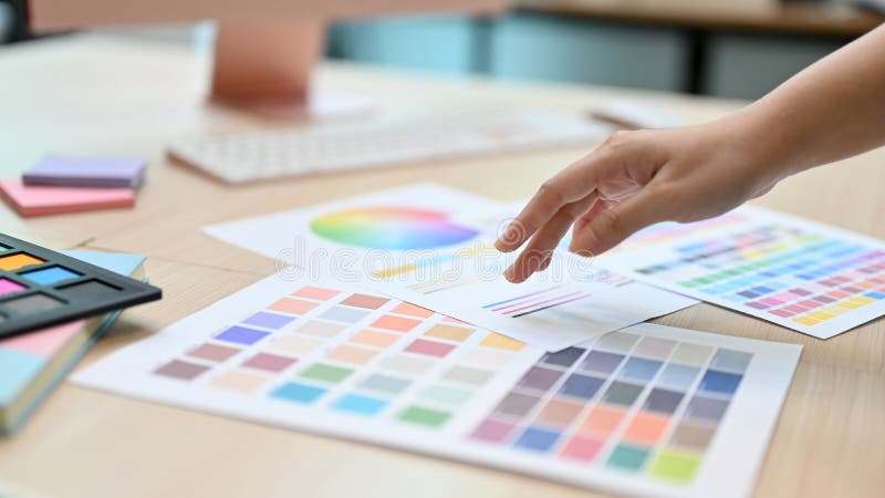 Graphic Designer or Web Developer Meeting Table with Colour Swatches ...